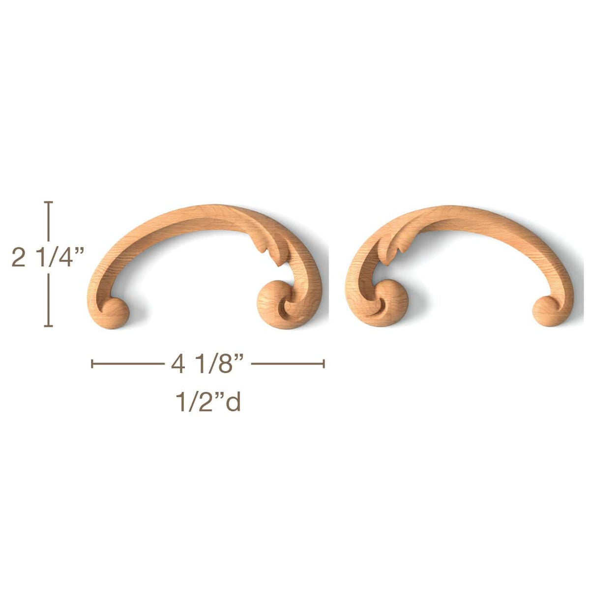 Simple Scrolls, Left & Right Pair, 4 1/8"w x 2 1/4"h x 1/2"d, SPECIAL ...