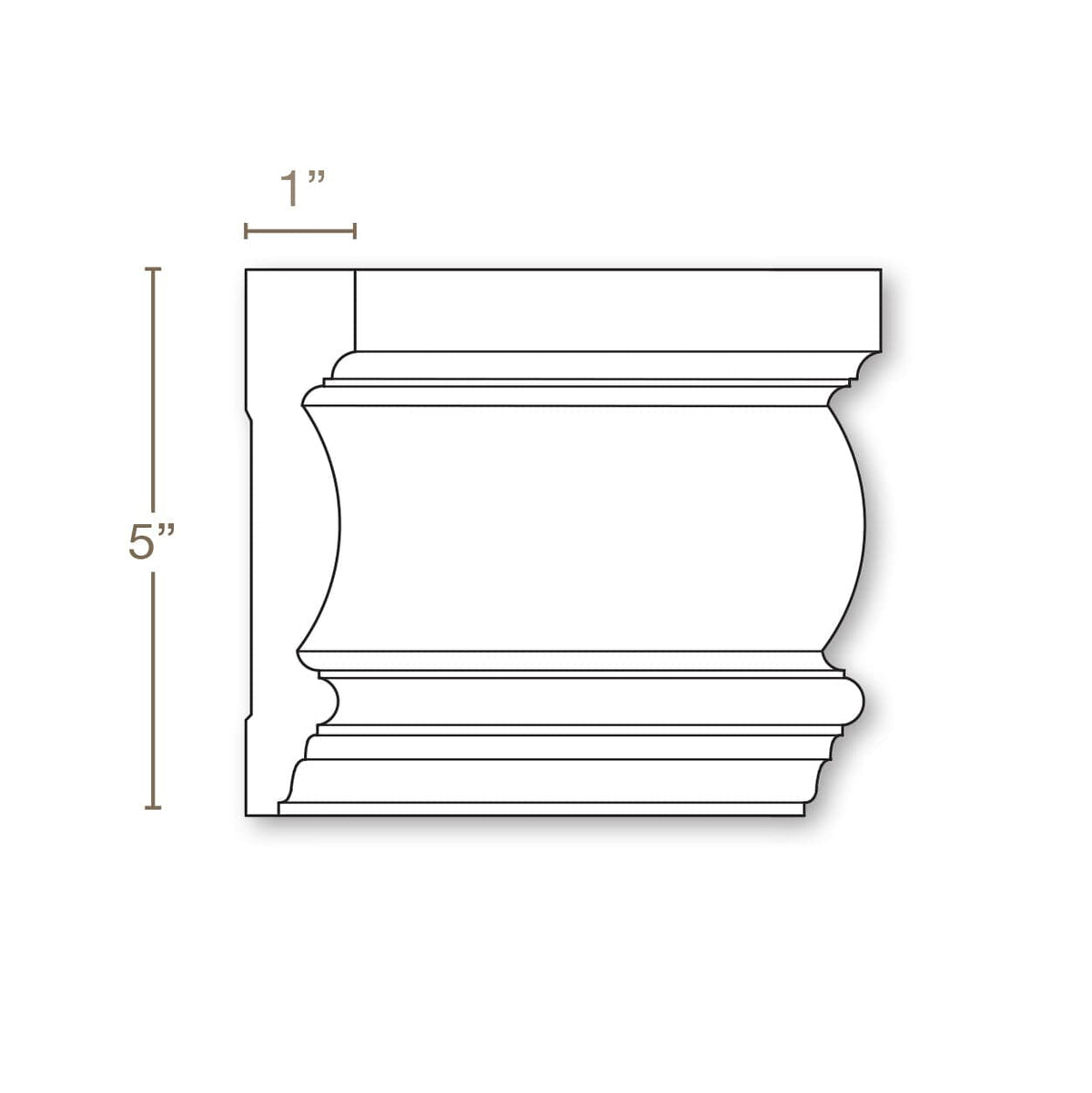 Traditional Casing, Poplar, 1" x 5" — Mouldings.com