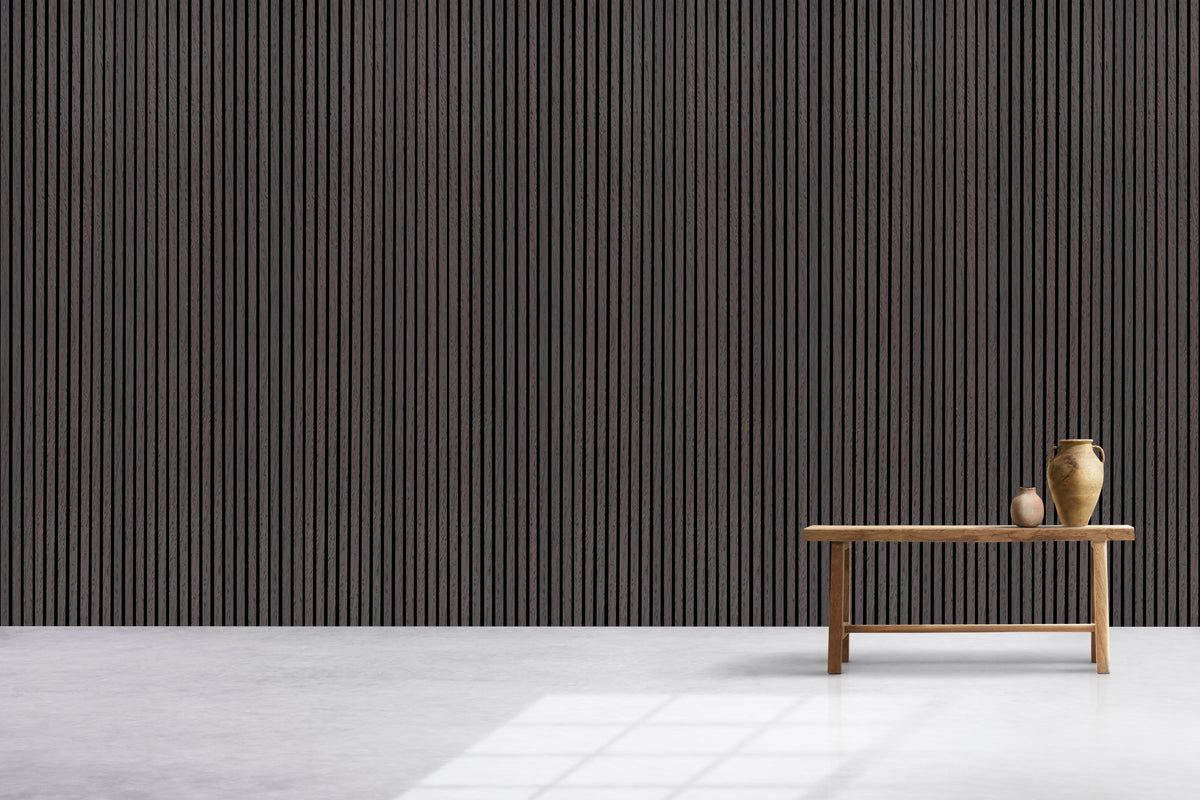 Smokey Oak Acoustic Panel, Varnished 1" Wide Slats - Harmony Series ...