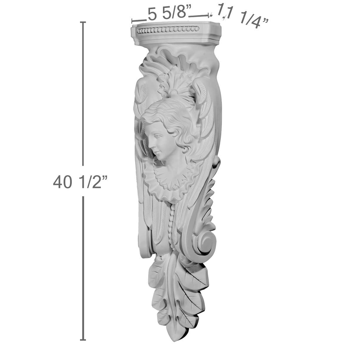 Angel Corbel, Left, 11 1/4"W x 5 5/8"D x 40 1/2"H — Mouldings.com