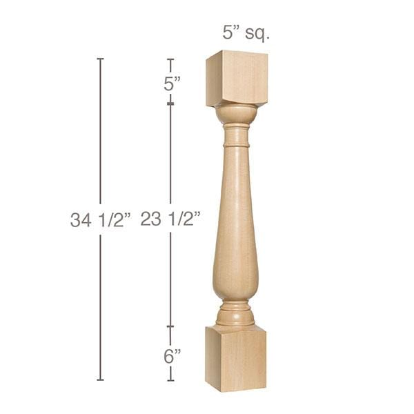 Traditional Column, 5"sq. x 34 1/2"h — Mouldings.com