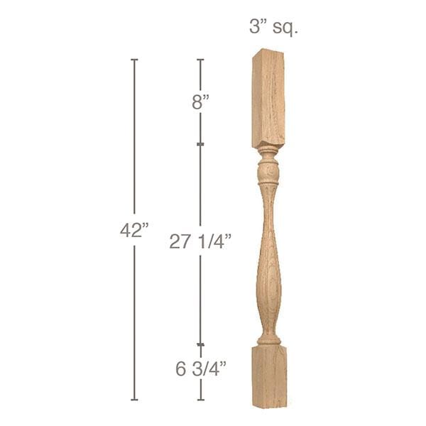 Traditional Fluted Bar Column, 3"sq. x 42"h — Mouldings.com