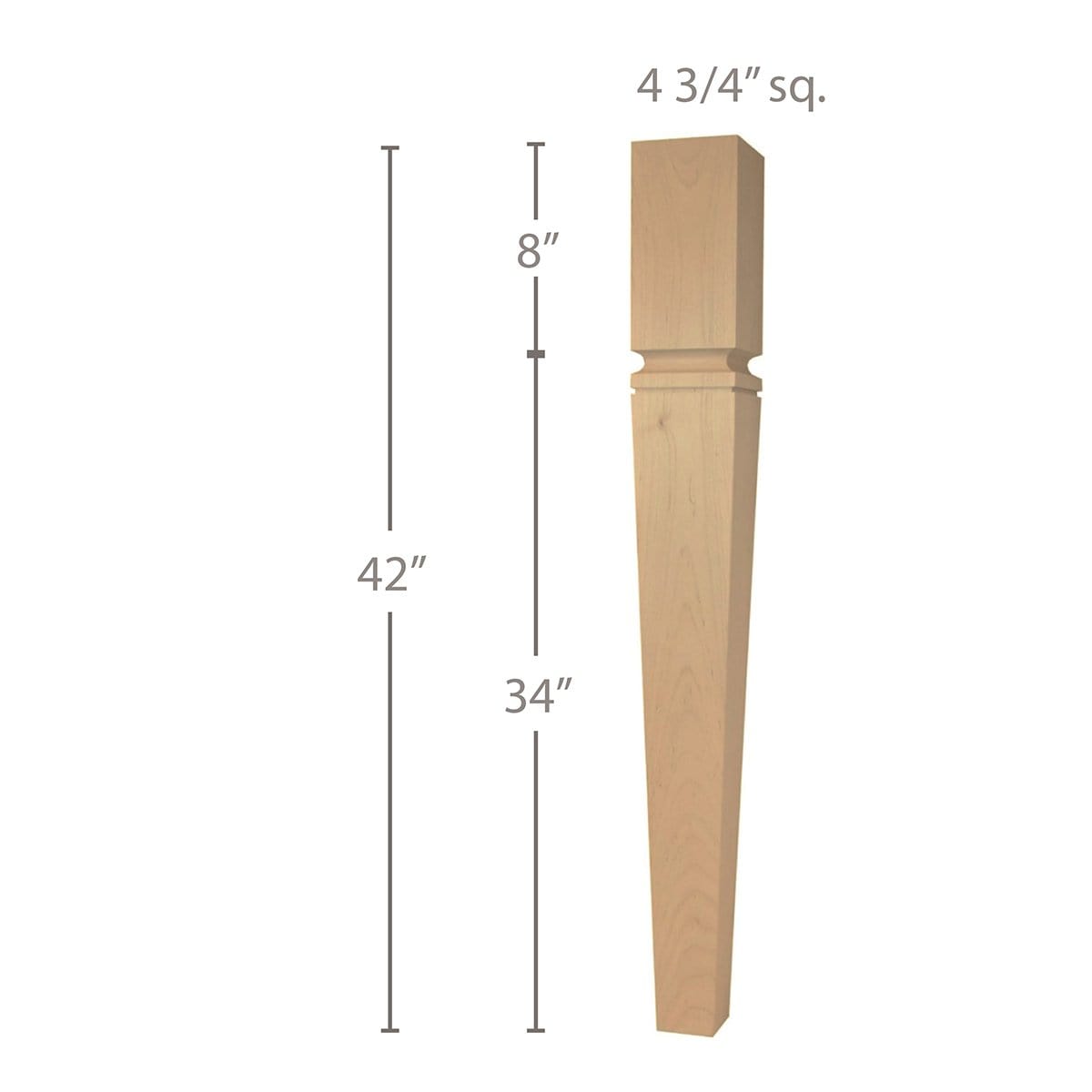 Mission Tapered Bar Column, 4 3/4"sq. x 42"h — Mouldings.com