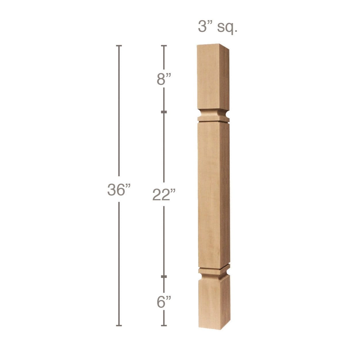 Mission Island Split Column, 1 Pair, 3"w x 36"h x 1 1/2"d — Mouldings.com
