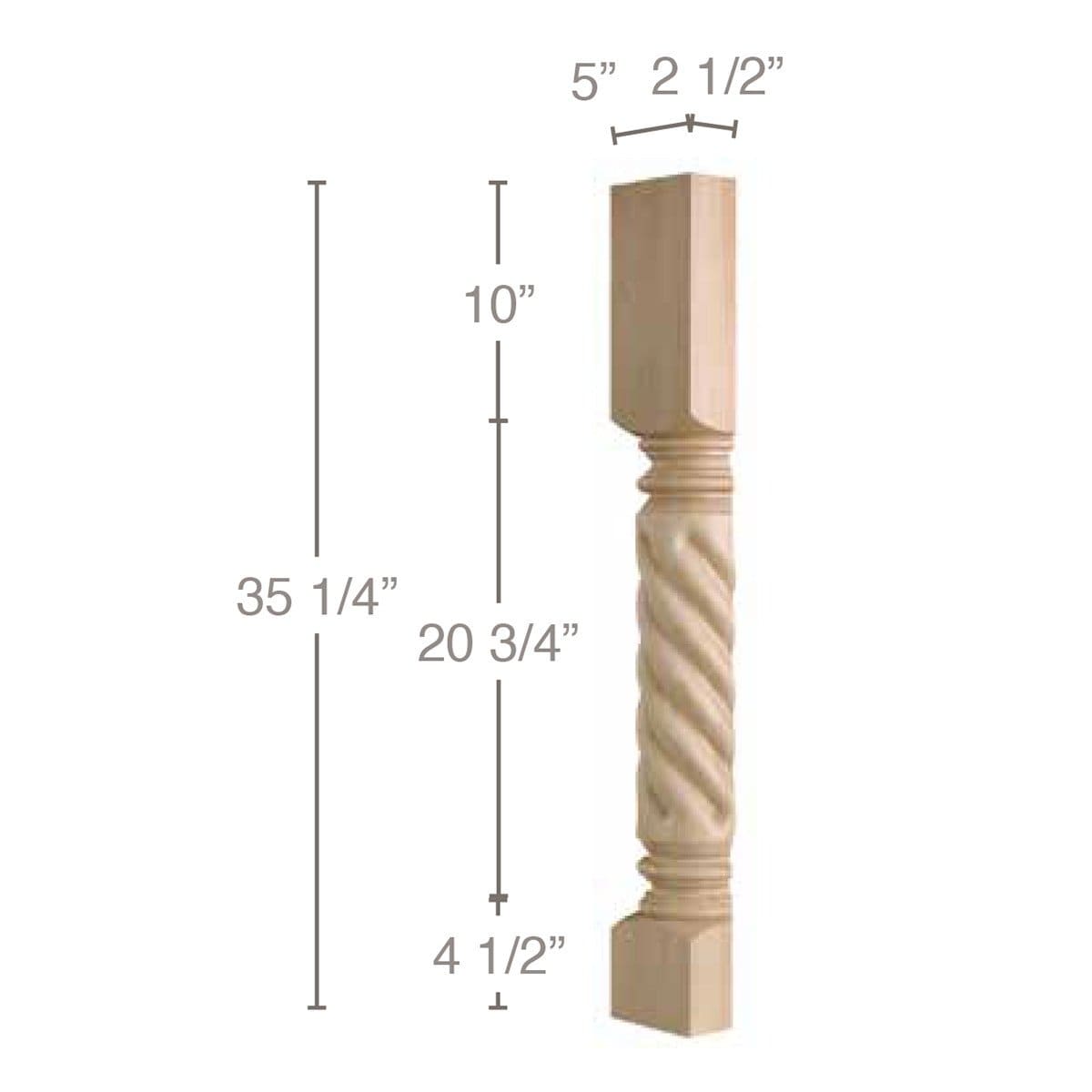 Rope Classic Column Half, 1 Pair, 5"w x 35 1/4"h x 2 1/2"d — Mouldings.com