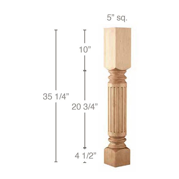 Fluted Classic Column, 5"sq. x 35 1/4"h — Mouldings.com
