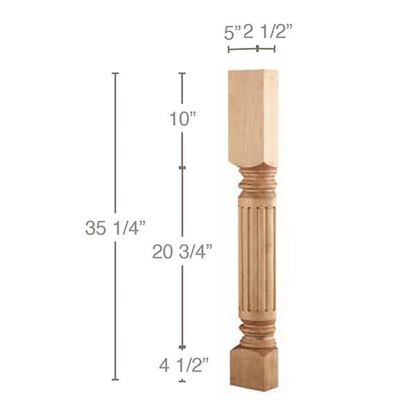 Fluted Classic Column Half, 1 Pair, 5"w x 35 1/4"h x 2 1/2"d ...