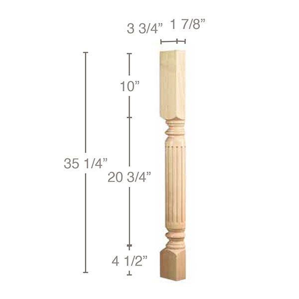 Split Fluted Roman Classic Column, 1 Pair, 3 3/4"w x 35 1/4"h x 1 7/8 ...