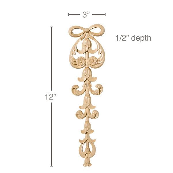 Ribbon Drop (Sold 2 per card), 3"w x 12"h x 1/2"d — Mouldings.com