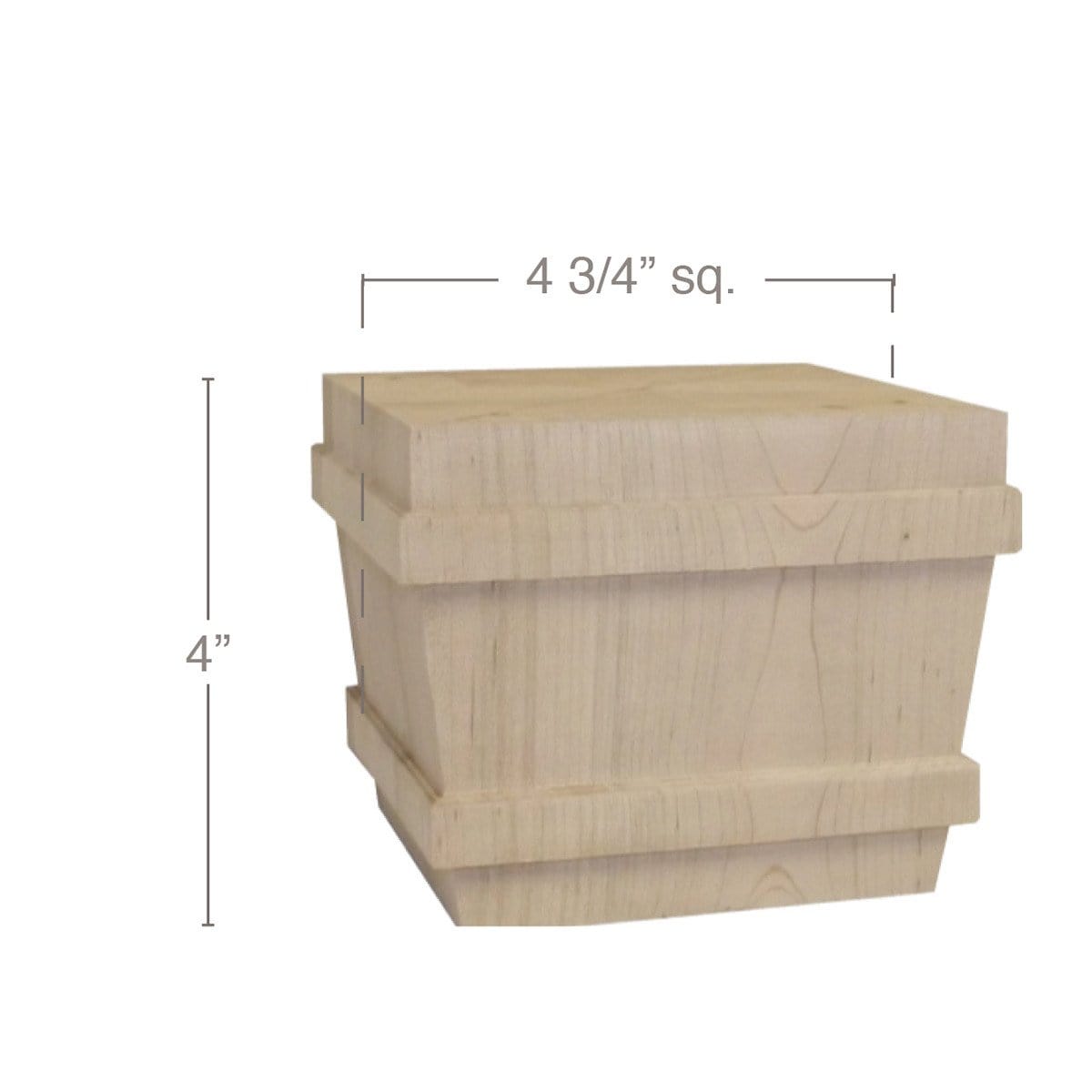 Transitional Square Bun Foot, 4 3/4"sq. x 4"h — Mouldings.com