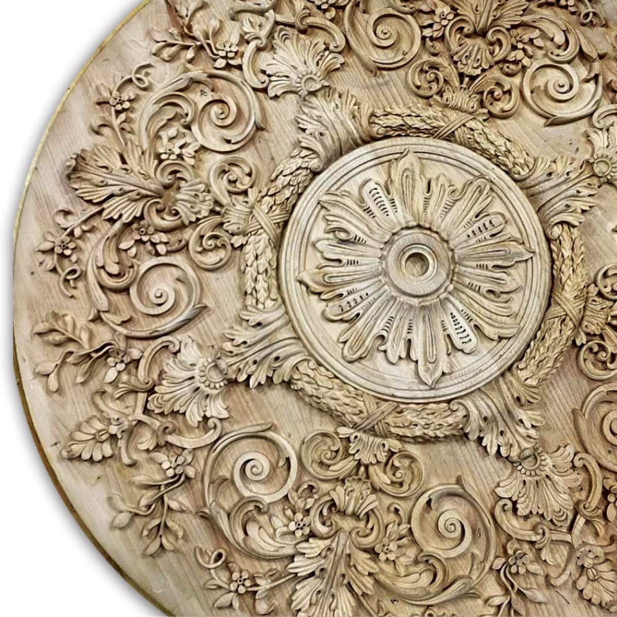 Cross Ribbons with Acanthus Leaves Medallion, 47'' dia x 2"d, 1 piece ...