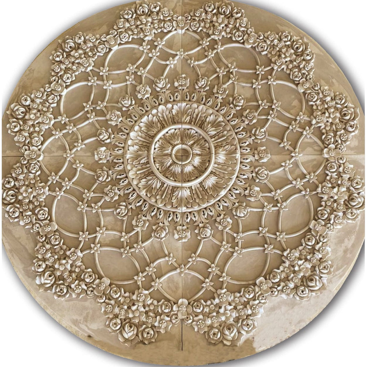 Weaving of Roses & Spring Flowers Medallion, 72'' dia x 2"d, 4 pieces ...